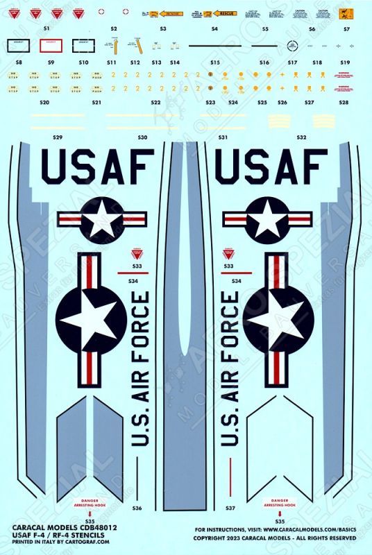 F-/RF-4 Phantom II Stencils und Nationalitätskennzeichen